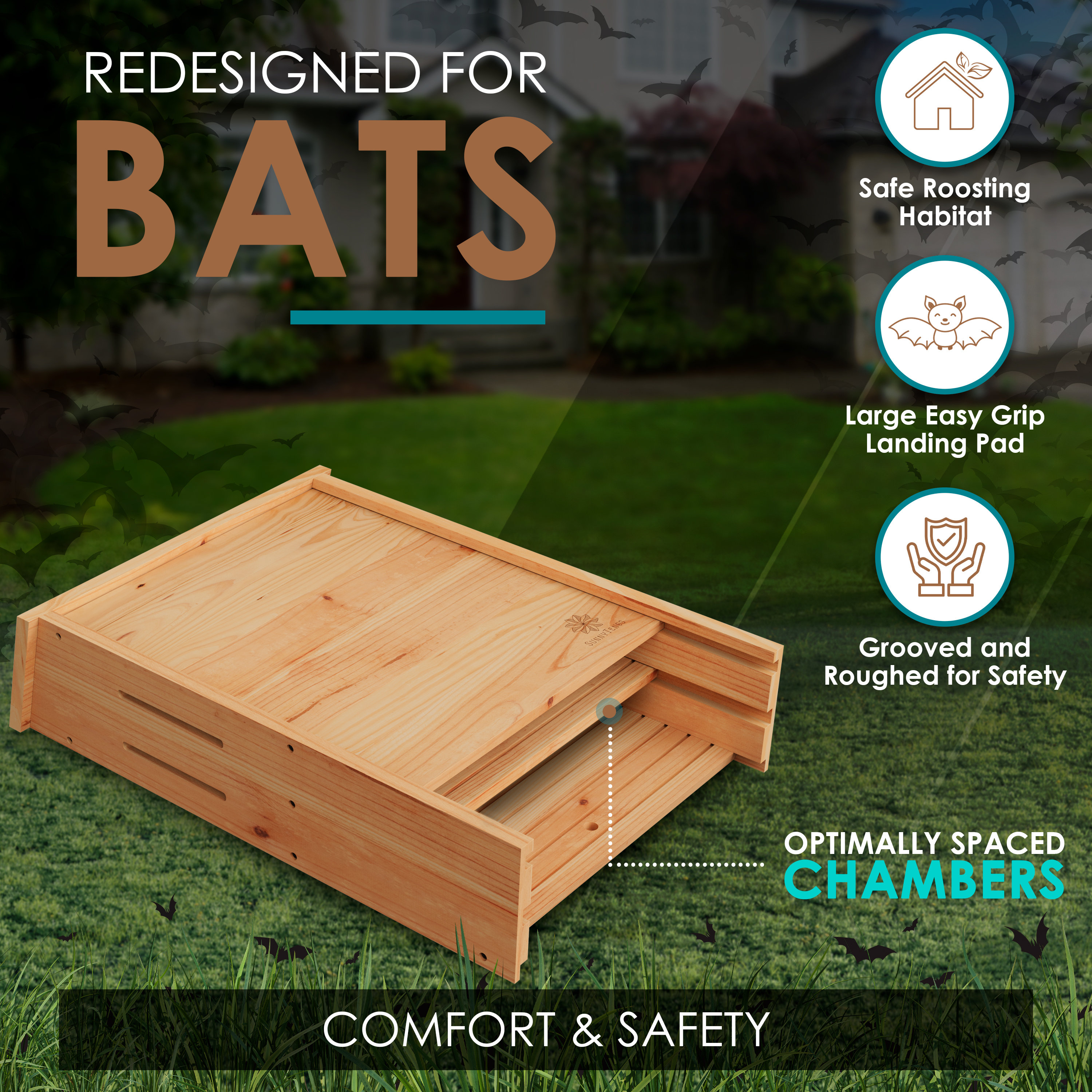 Large Bat House - Bat Box - Double Chambered Bat Houses - Improved Air ...