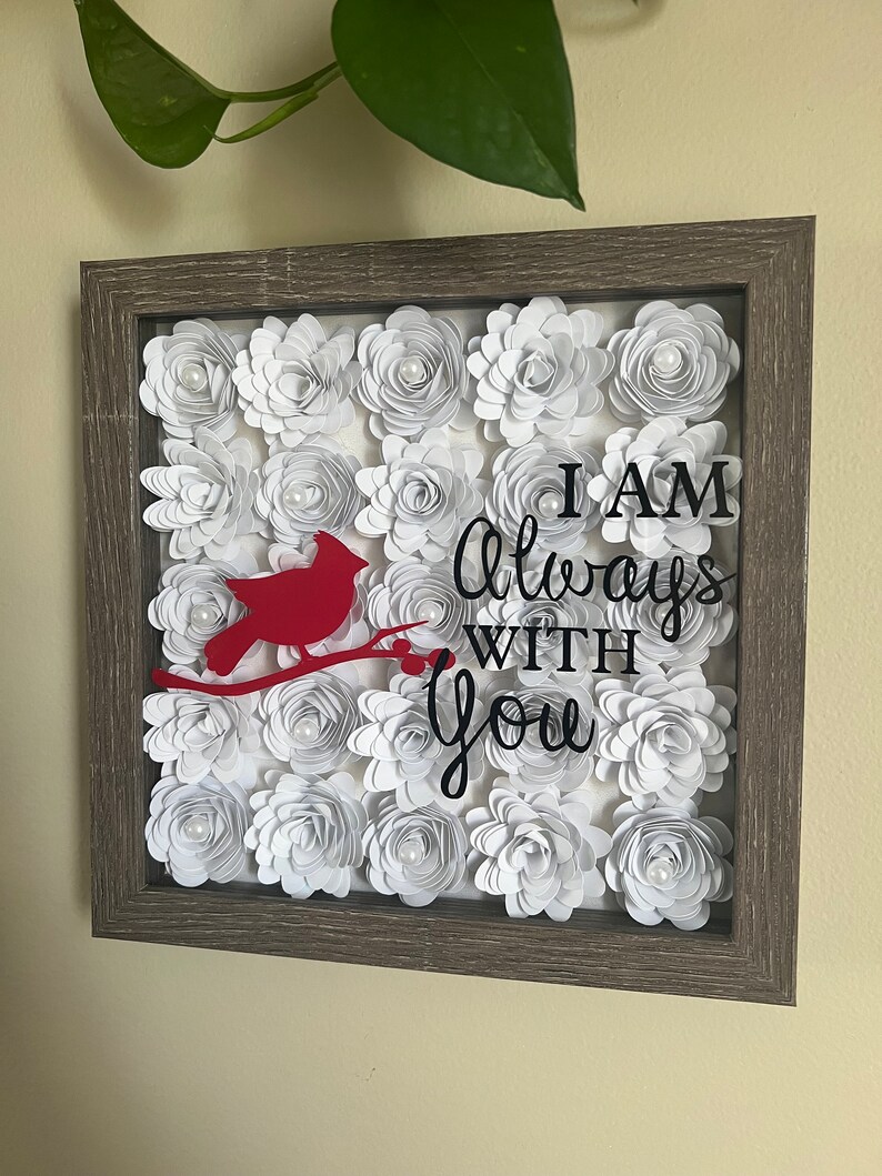 Handcrafted Paper Flowers Shadow Box, 8x8 Memorial Paper Flower Shadow ...