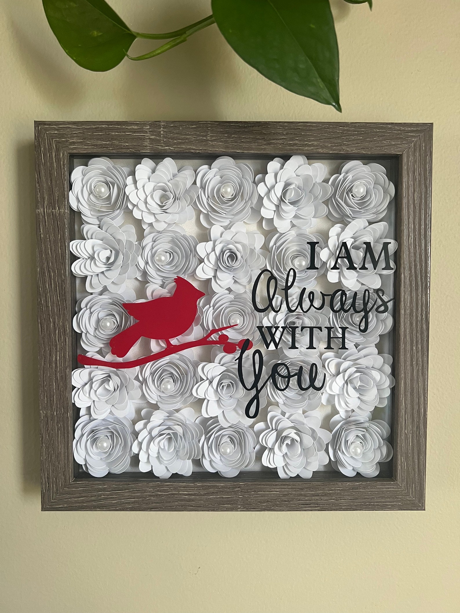 Handcrafted Paper Flowers Shadow Box, 8x8 Memorial Paper Flower Shadow ...