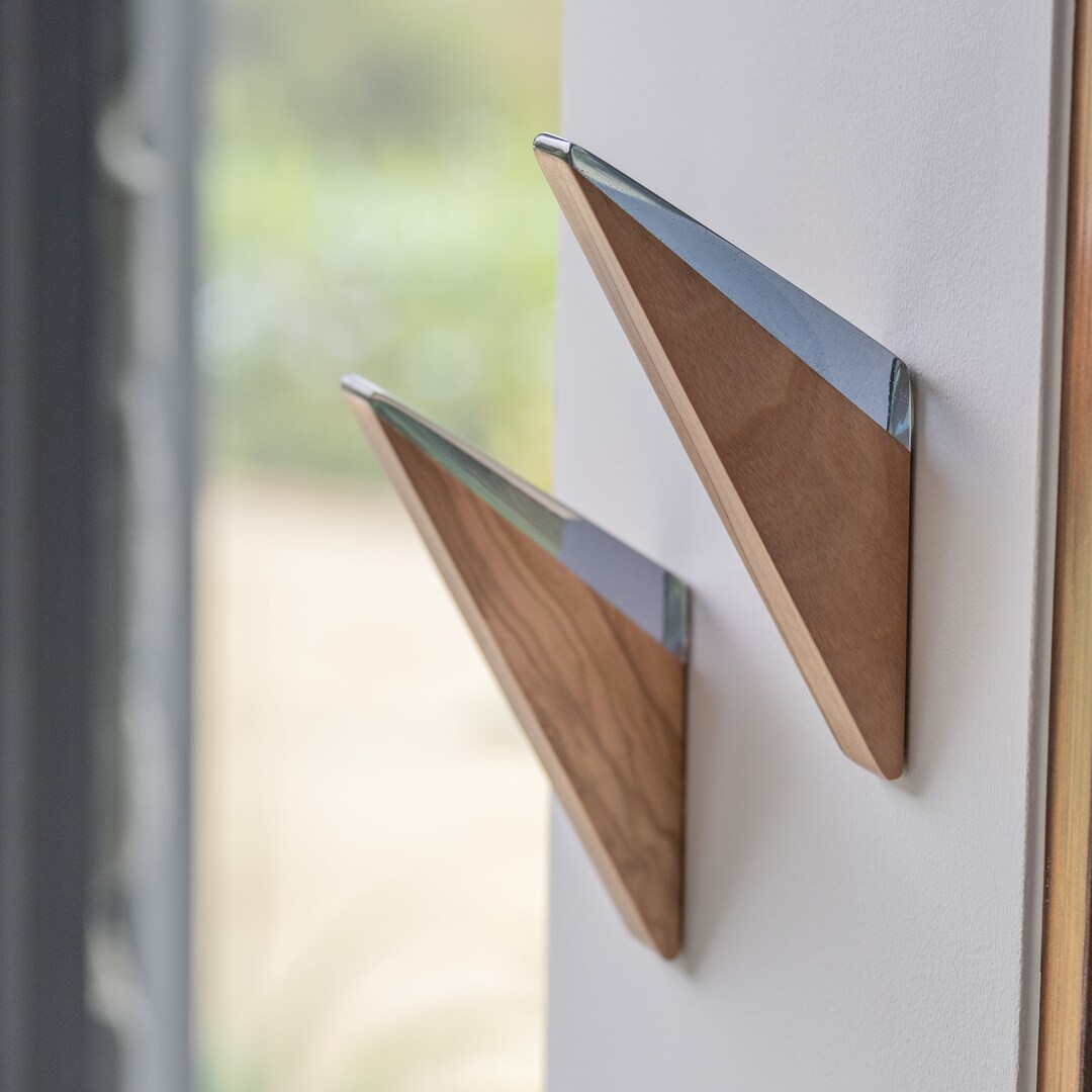 LINE+ARC Wall Hooks (set of 3) Italian Olive Wood & Acrylic Resin Mid ...