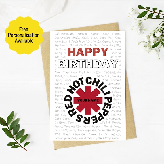 Red Hot Chili Peppers Birthday Card Personalised Rock - Etsy