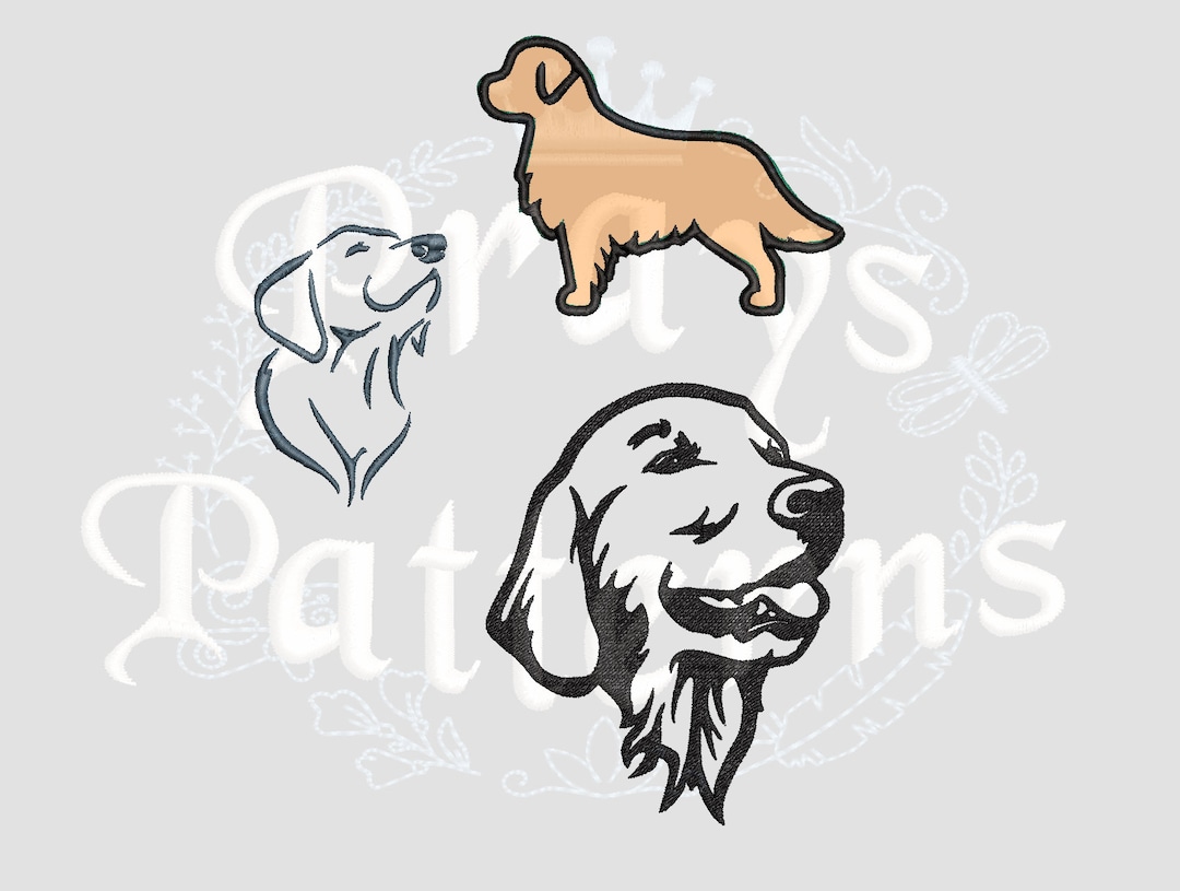 Golden Retriever Embroidery Digital Design | 3 DESIGNS | Golden ...