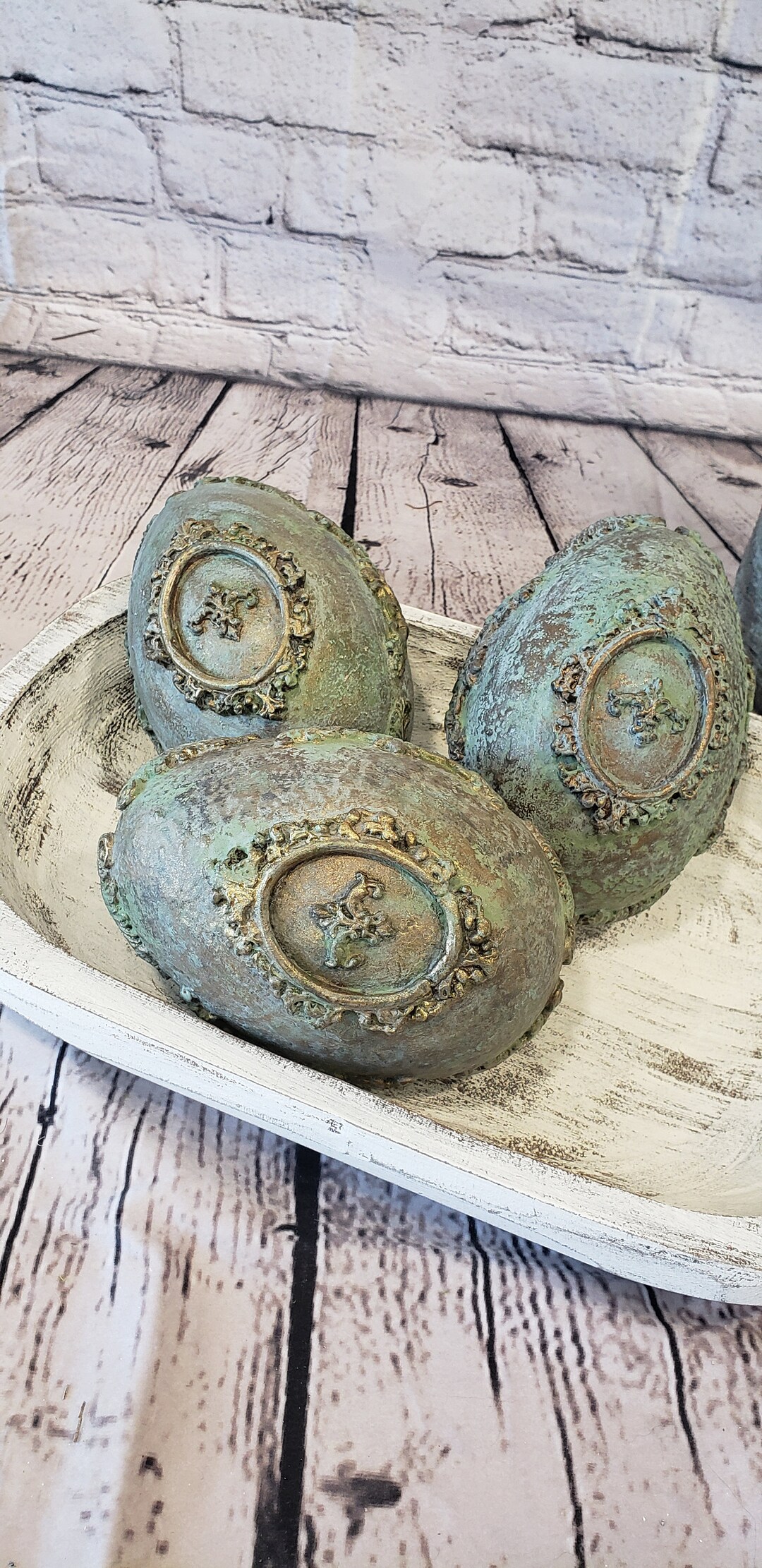 Copper Verdigris Patina Easter Egg Embellished Clay Vintage - Etsy
