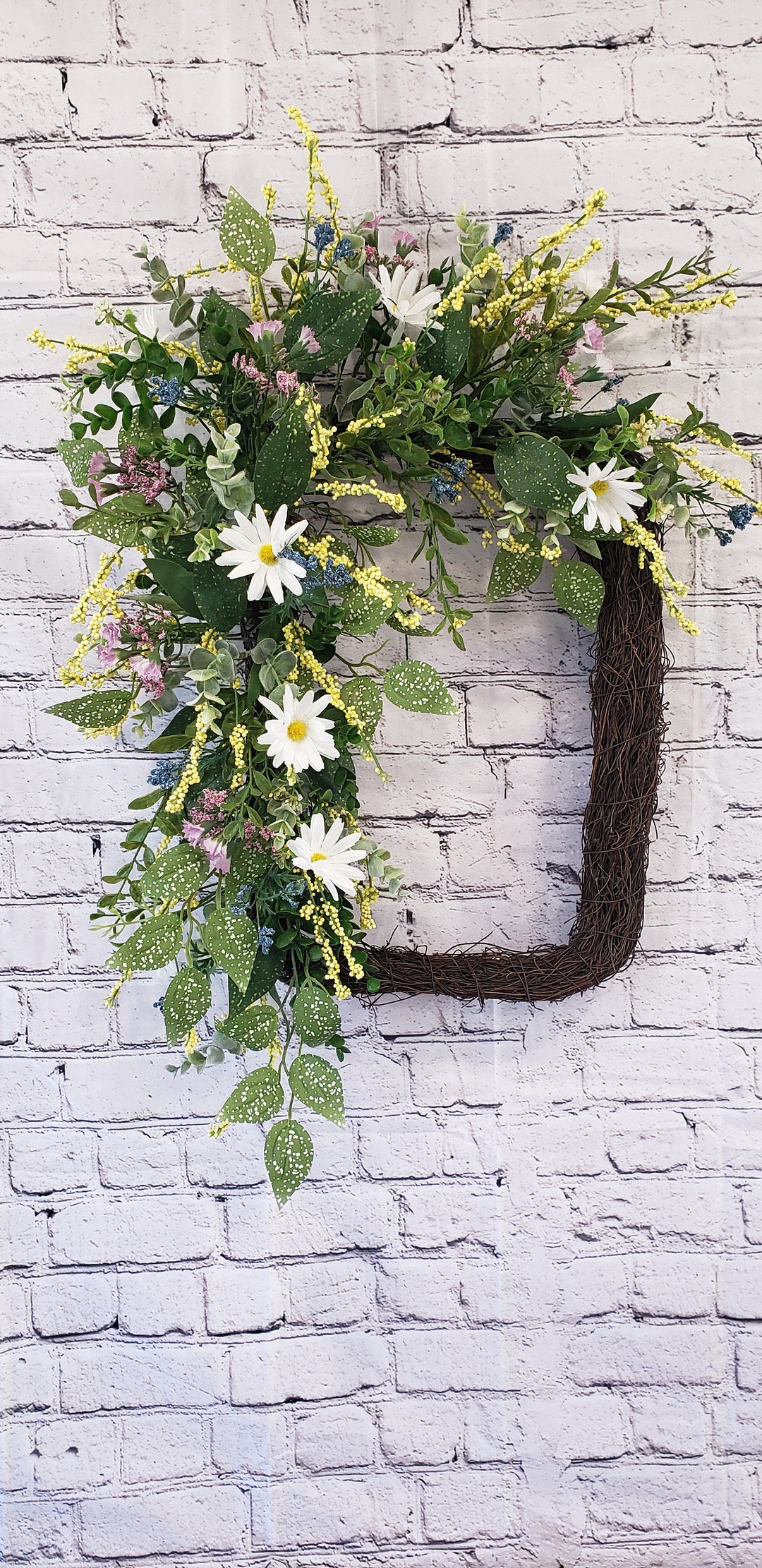 Rectangle Spring Wildflower Wreath - Etsy