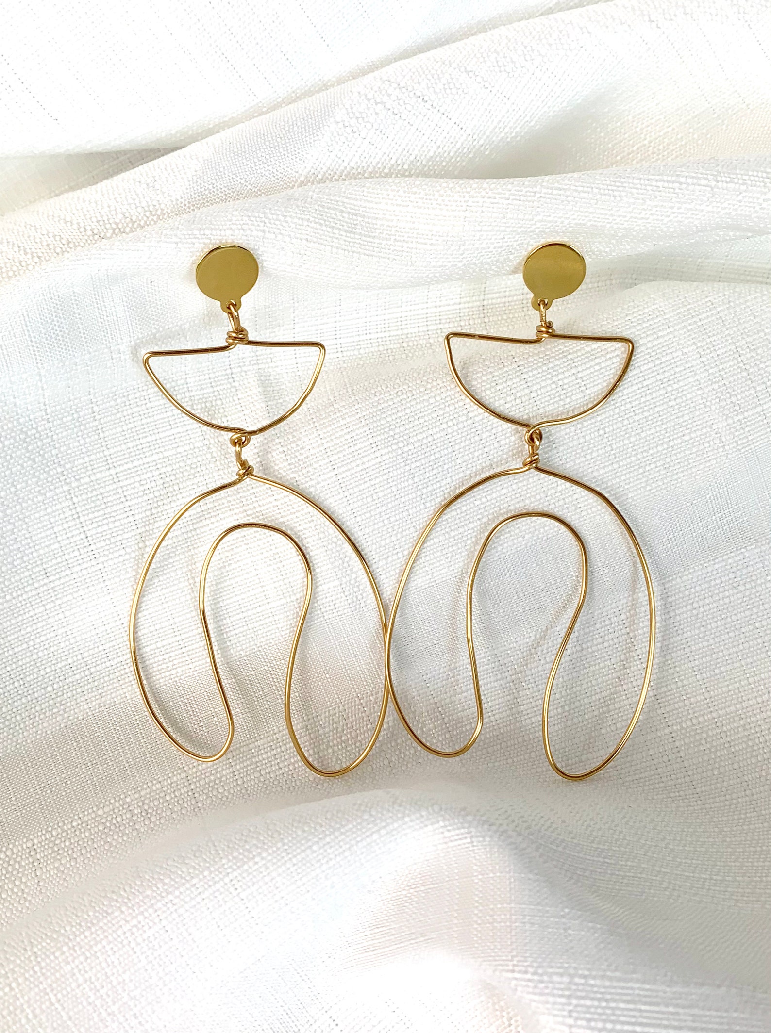 ARI Earrings | Geometric Wire Earrings Handmade Contemporary, Statement ...