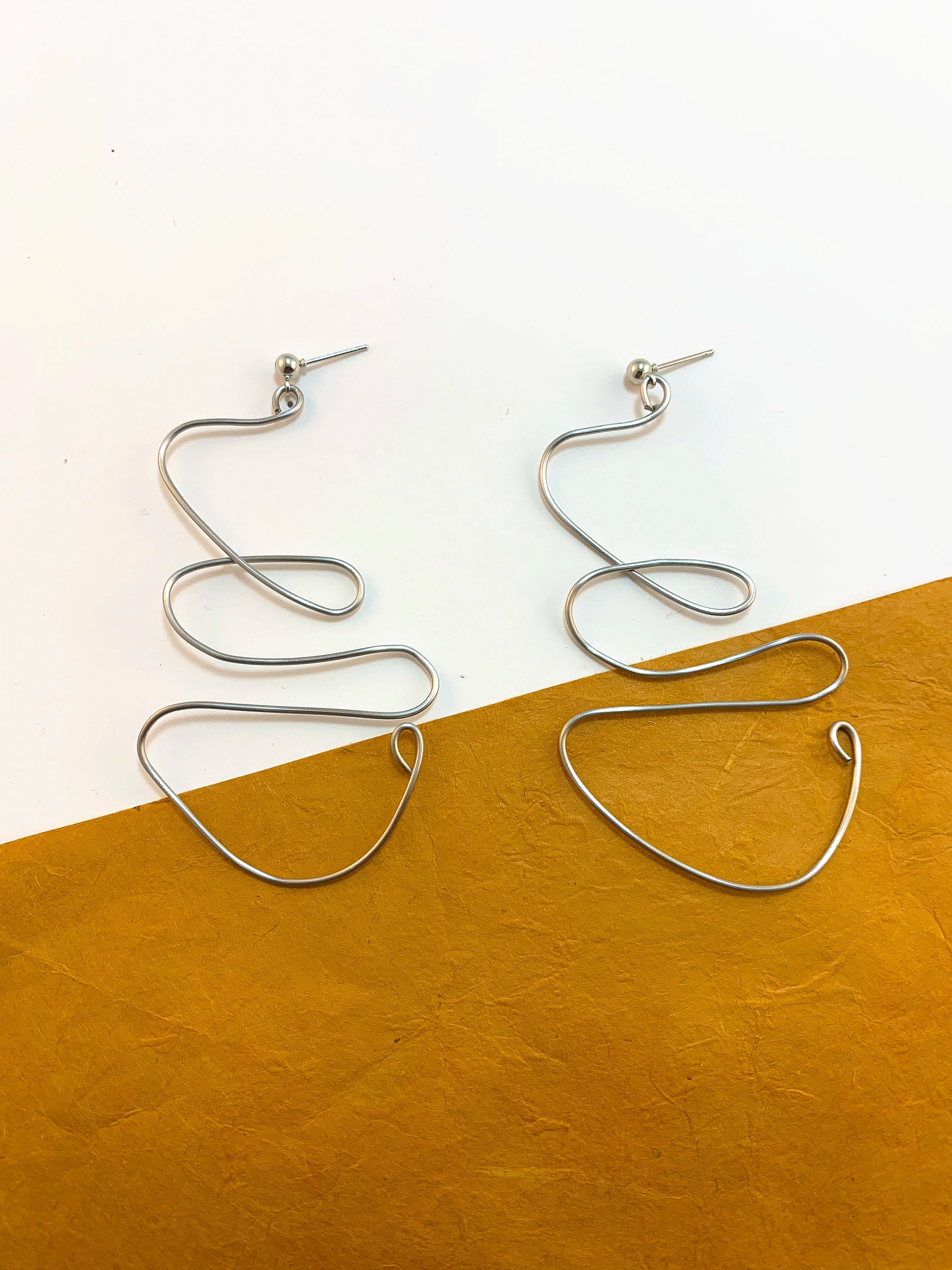 WAVY Earrings | Abstract Wire Statement Earring Handmade, Statement ...