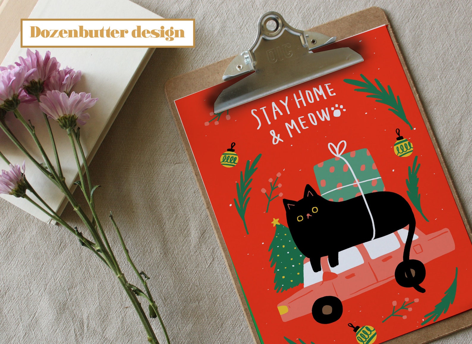 PRINTABLE stay Home & Meow Christmas Card/ Poster - Etsy