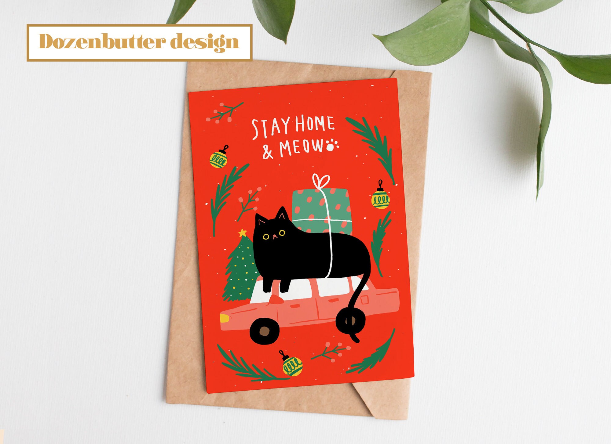 PRINTABLE stay Home & Meow Christmas Card/ Poster - Etsy