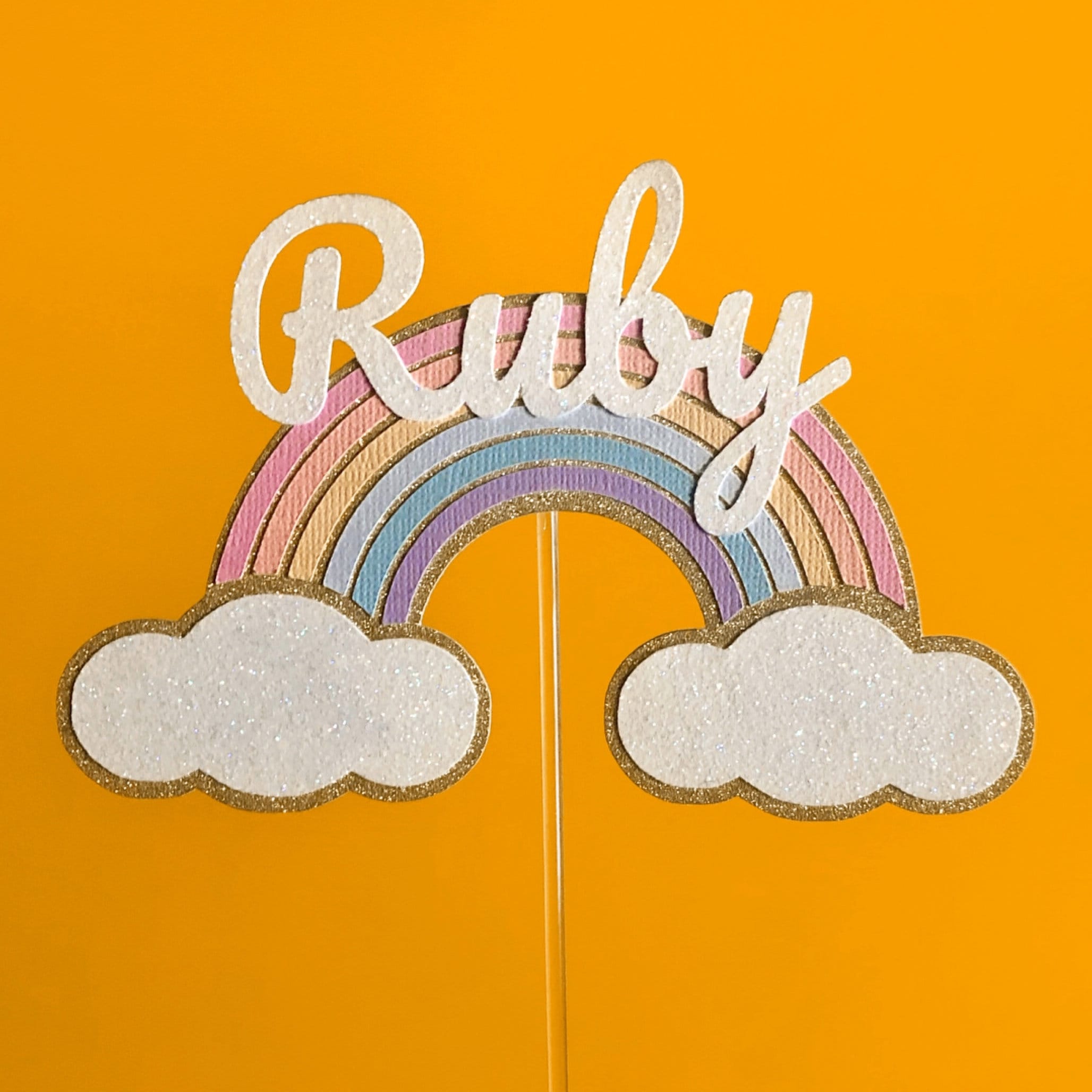 Rainbow Cake Topper, Cloud Cake Topper, Personalised Cake Topper ...