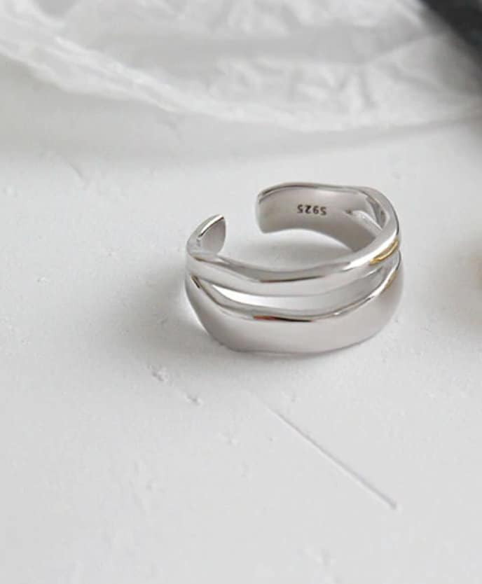 The Double Ring Minimalistic Abstract Silver Ring | Etsy