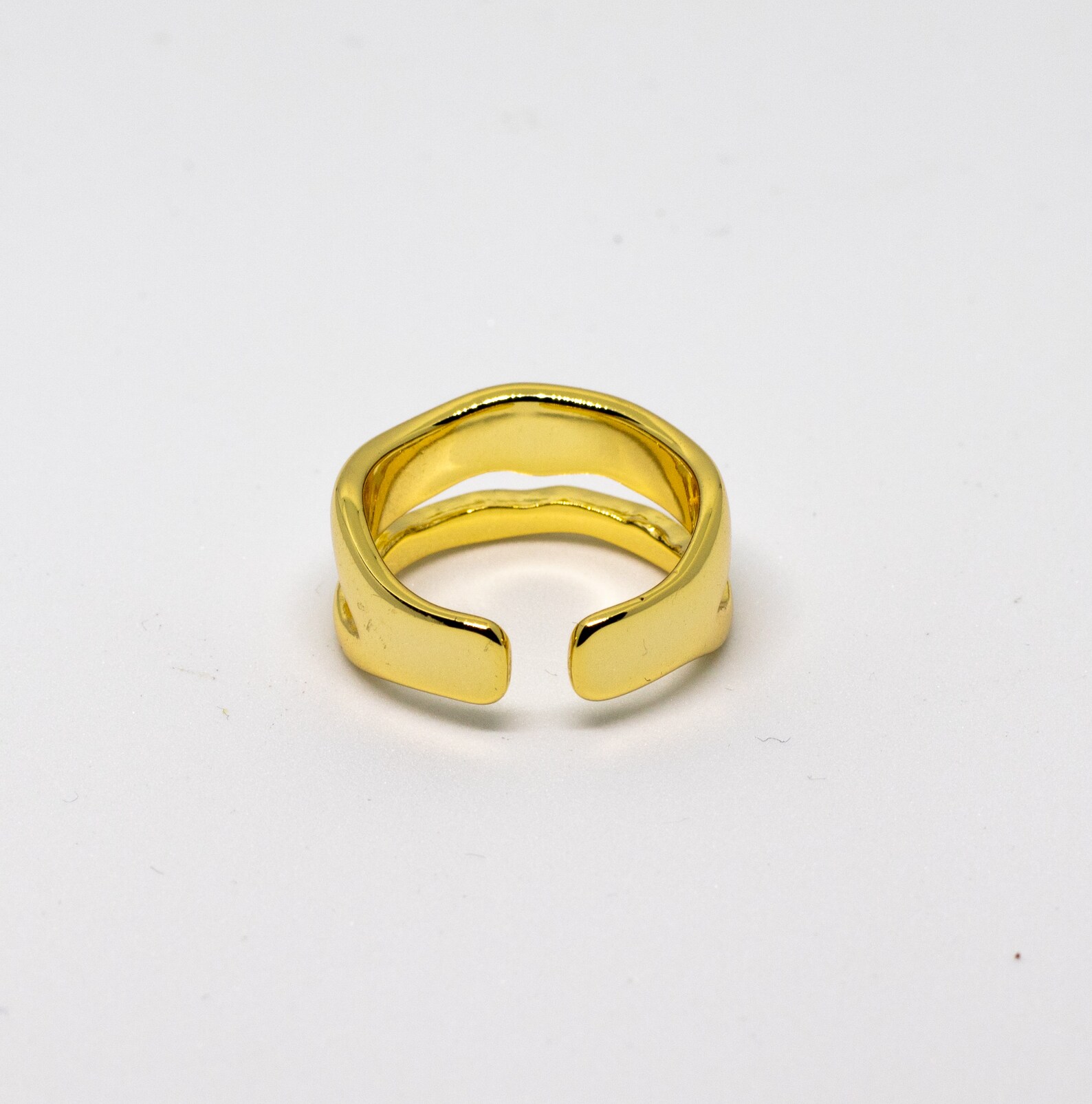 The Double Ring Minimalistic Abstract Gold Ring Adjustable - Etsy UK
