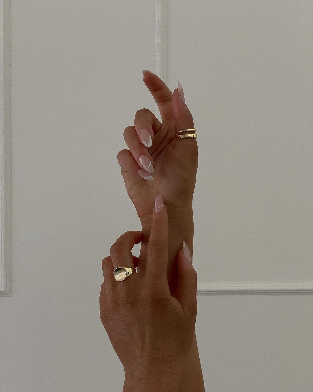 The Double Ring Minimalistic Abstract Gold Ring Adjustable - Etsy UK