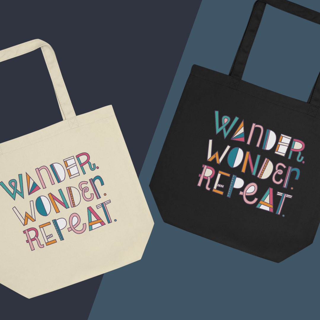 Wander. Wonder. Repeat. Wanderlust Tote Bag black or - Etsy