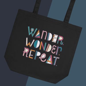 Wander. Wonder. Repeat. Wanderlust Tote Bag black or - Etsy
