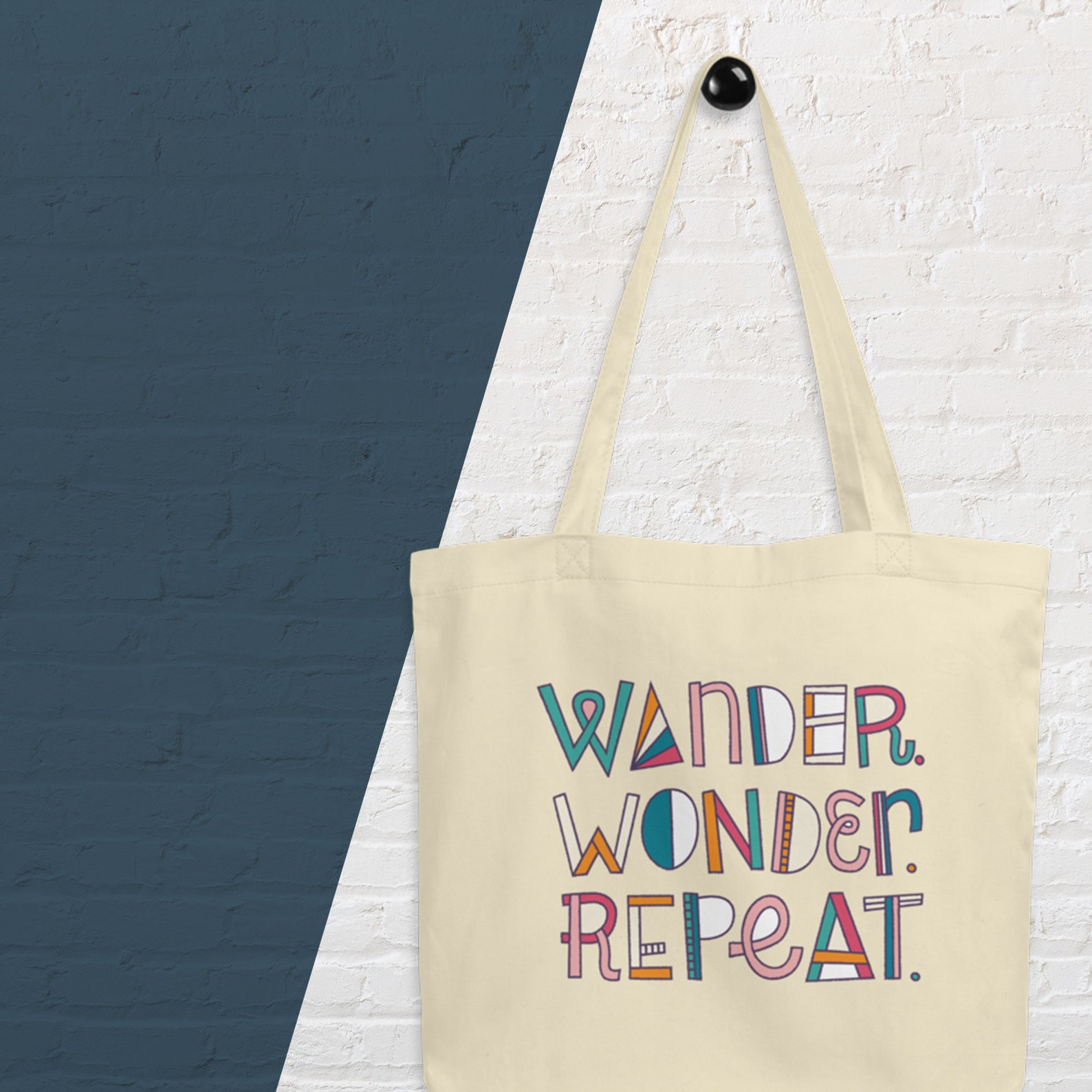 Wander. Wonder. Repeat. Wanderlust Tote Bag black or - Etsy