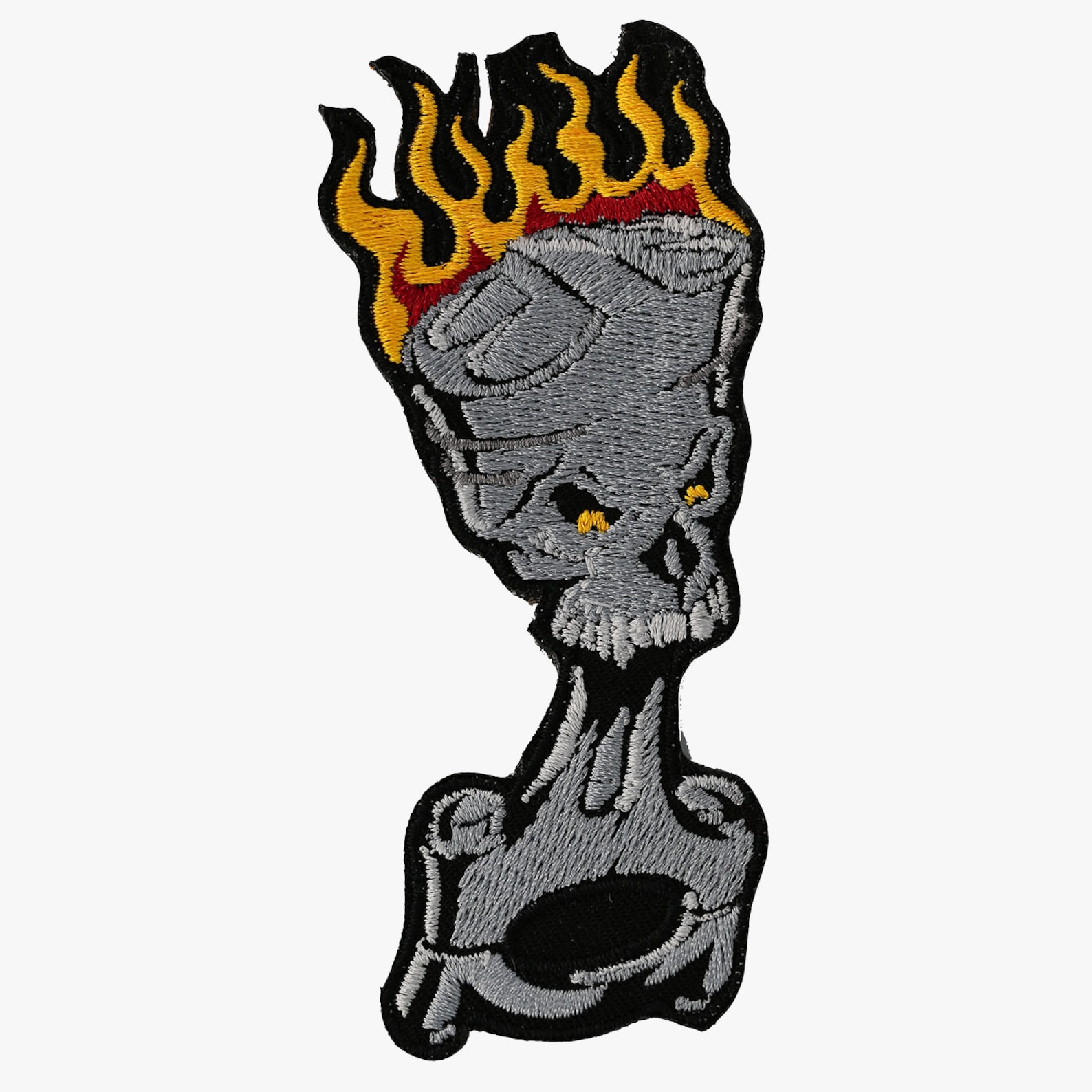 The piston Skull on Flames Embroidery Biker Patch | Etsy