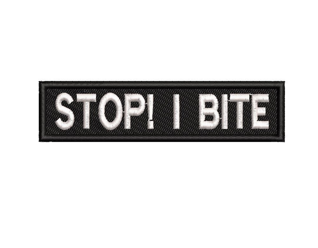 Stop I Bite Biker Embroidery Patch - Etsy