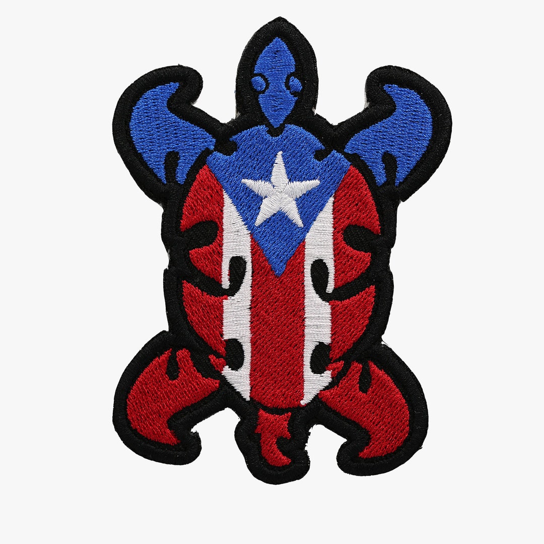 Turtle Puerto Rican Flag Embroidery Biker Patch - Etsy