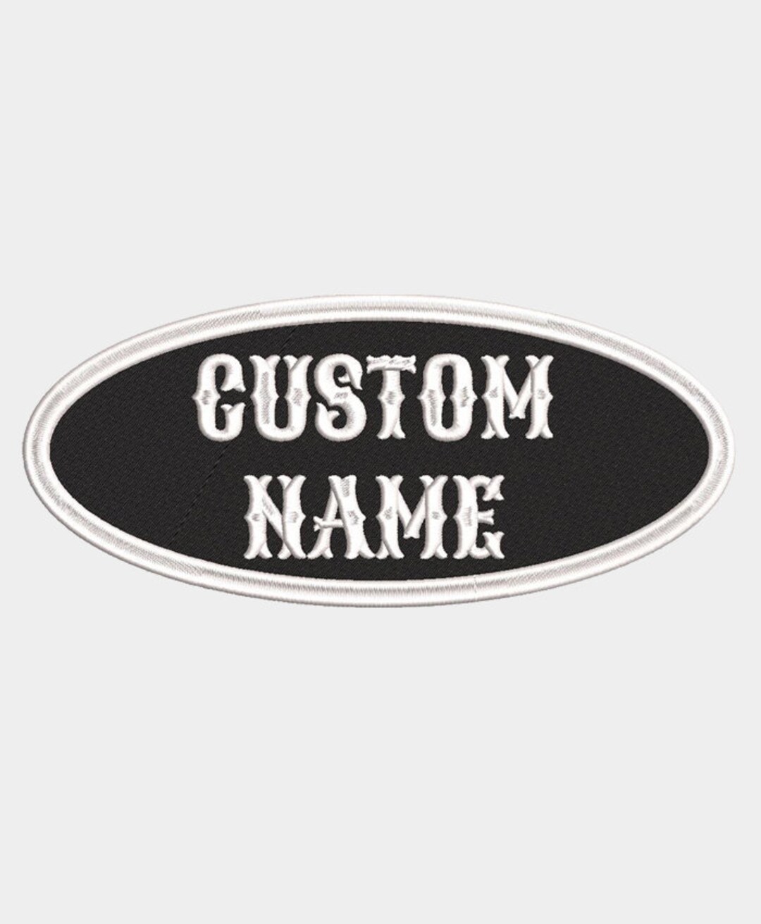 Custom Embroider Biker Oval Name Tag - Etsy