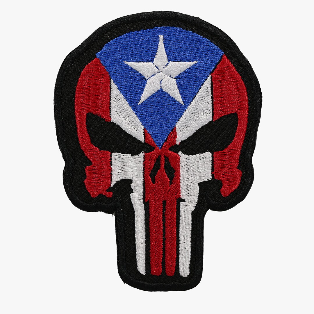 Puerto Rican Flag Skull Embroidered Patch - Etsy