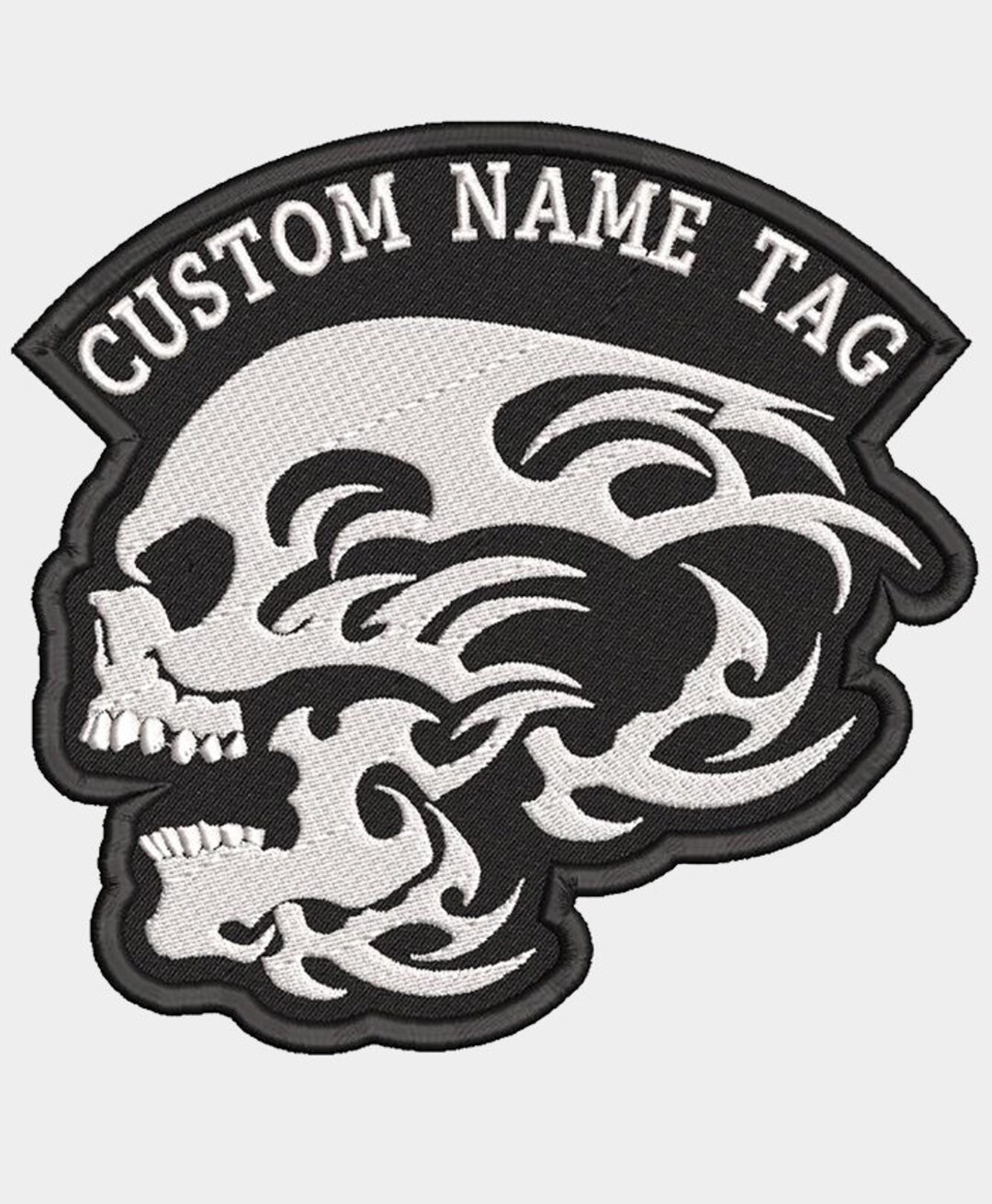 Custom Embroider Tribal Skull Name Tag - Etsy