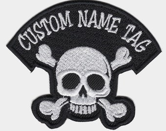 Custom Embroider Girl Skull Biker Name Tag | Etsy