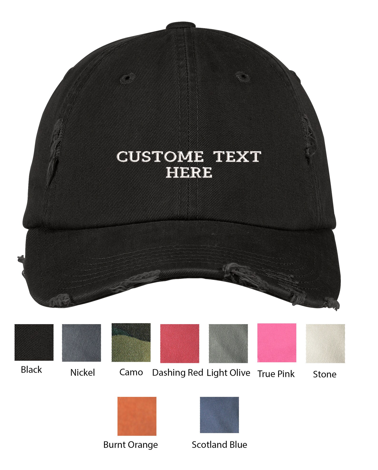 Custom Embroidered Hats Distressed Cap / Personalize Your Hat | Etsy