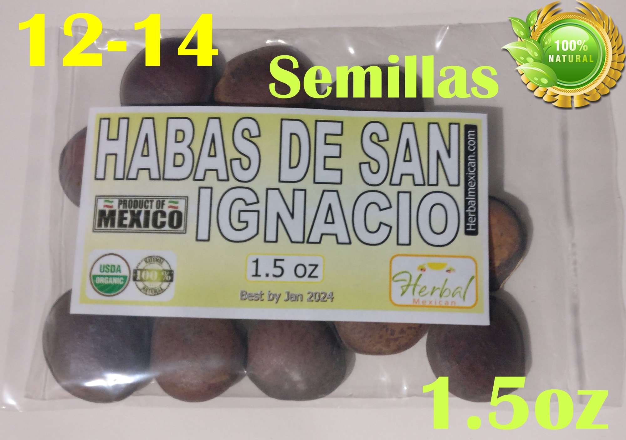 Habas De San Ignacio 1.5oz 12 a 14 Habas Enteras Ignatius Bean, Haba De ...