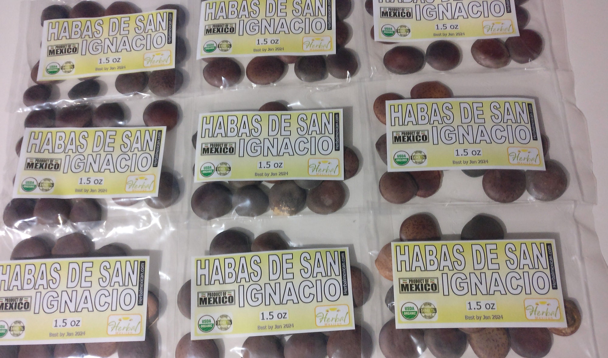 Habas De San Ignacio 1.5oz 12 a 14 Habas Enteras Ignatius Bean, Haba De ...
