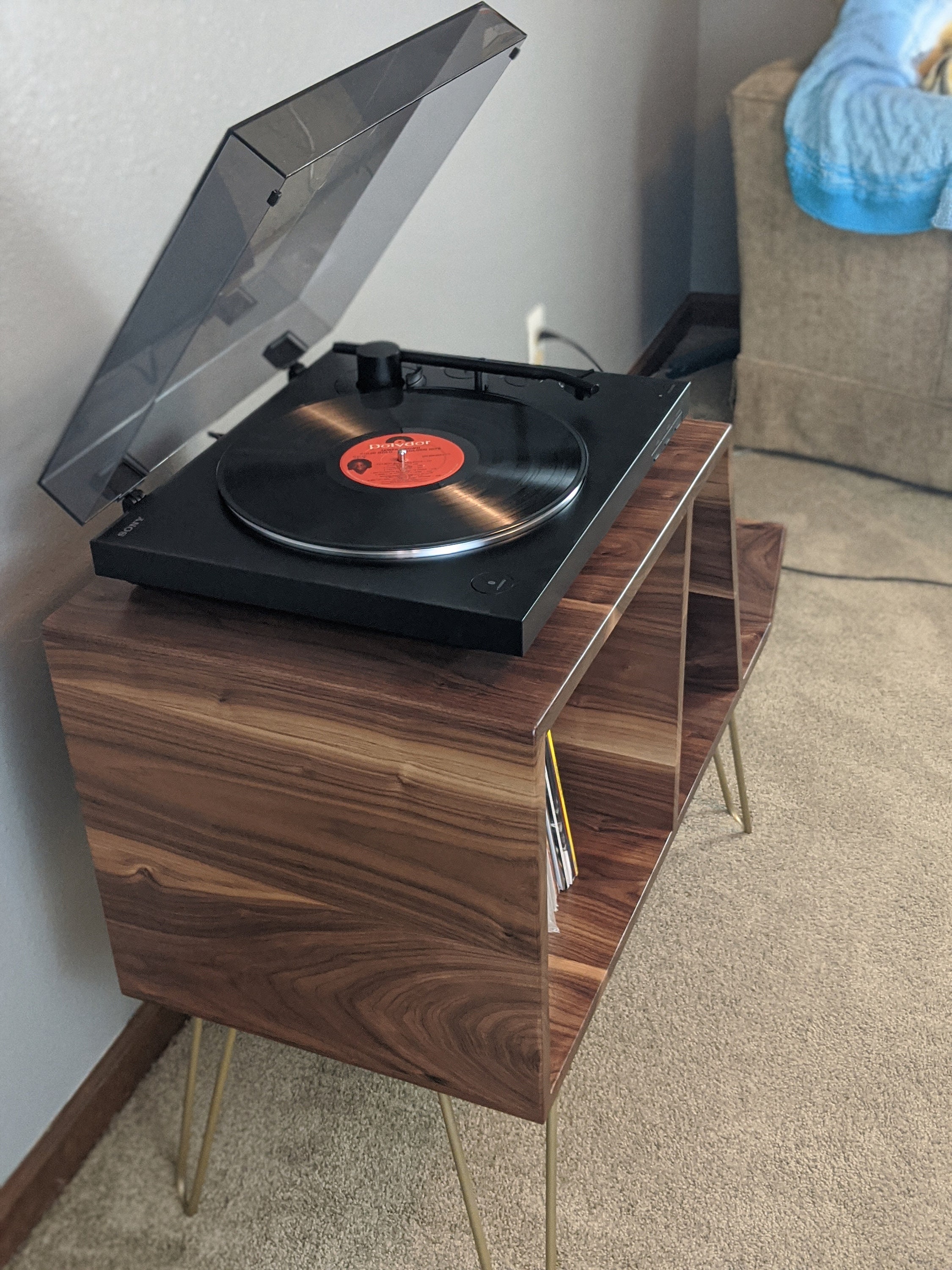 Mid-century Modern | Walnut | Hardwood | Record Player Stand | Hairpin ...