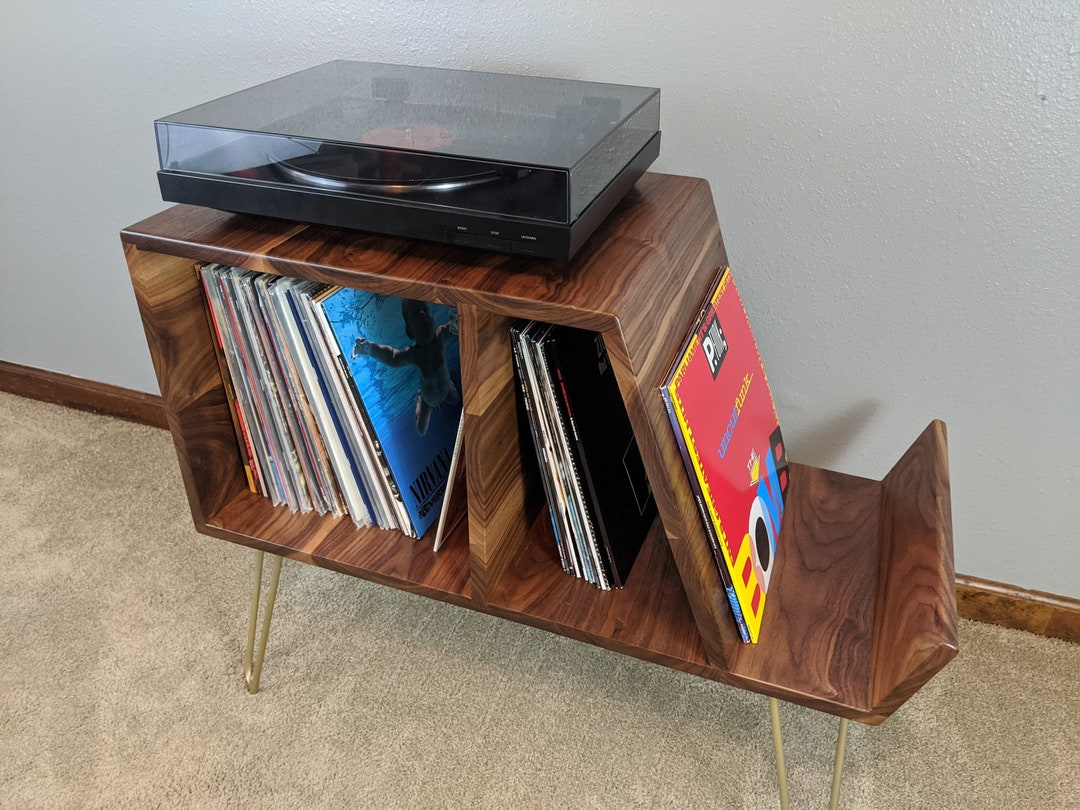Mid-century Modern | Walnut | Hardwood | Record Player Stand | Hairpin ...