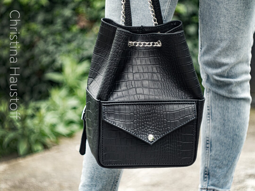 Handmade Leather Crocodile Embossed Backpack – Elegant & Functional ...