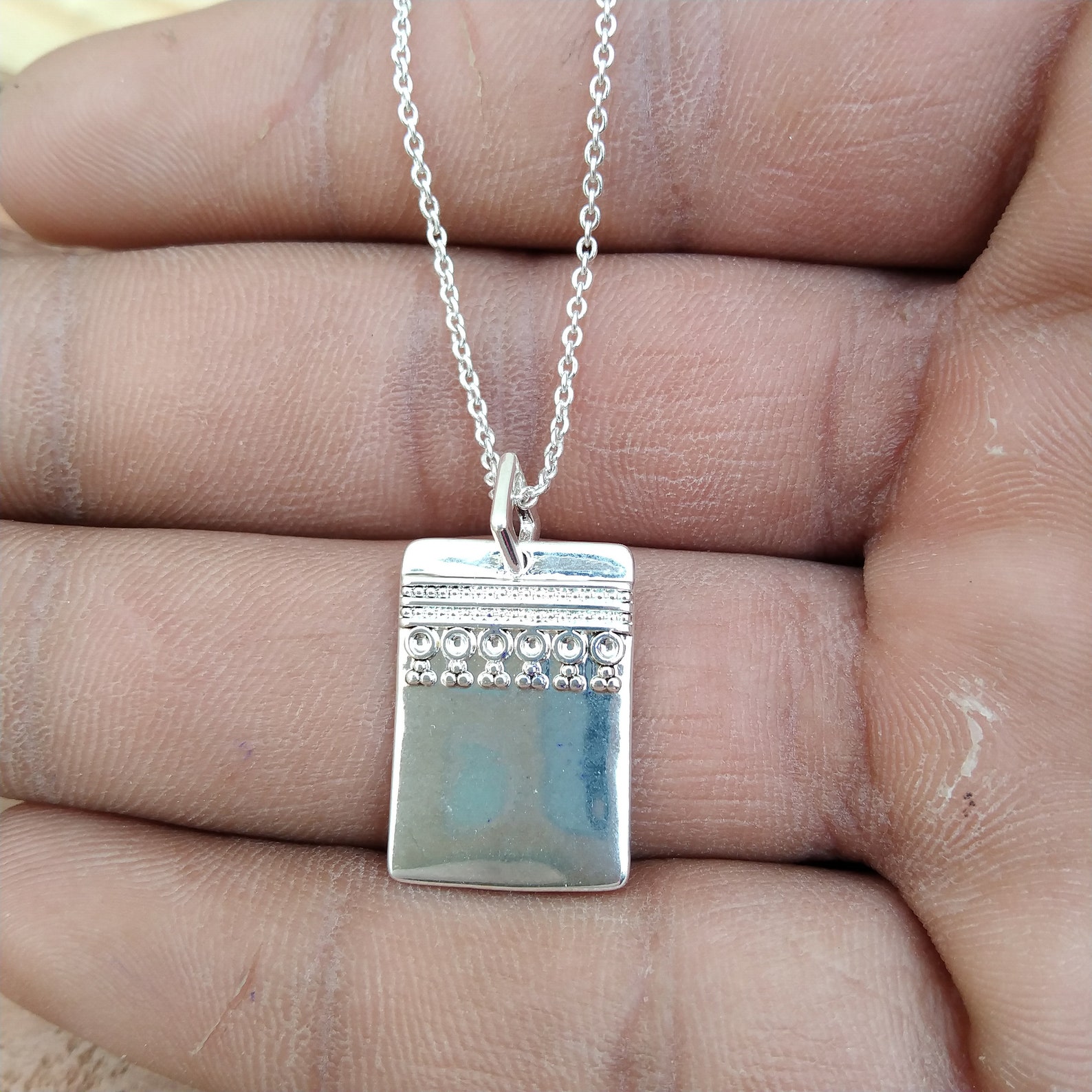 Silver Necklace 925 Sterling Silver Rectangle Shape Silver | Etsy Silver Necklace 925 Sterling Silver Rectangle Shape Silver | Etsy