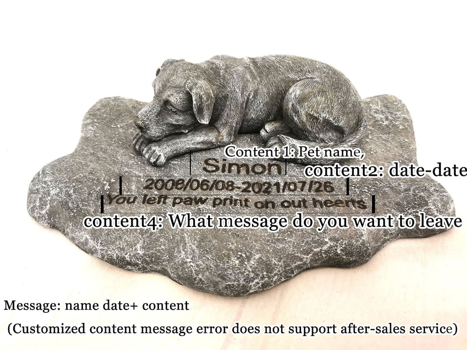 Custom Dog Memorial Stone Personalized Dog Grave Marker Engraved Pet ...