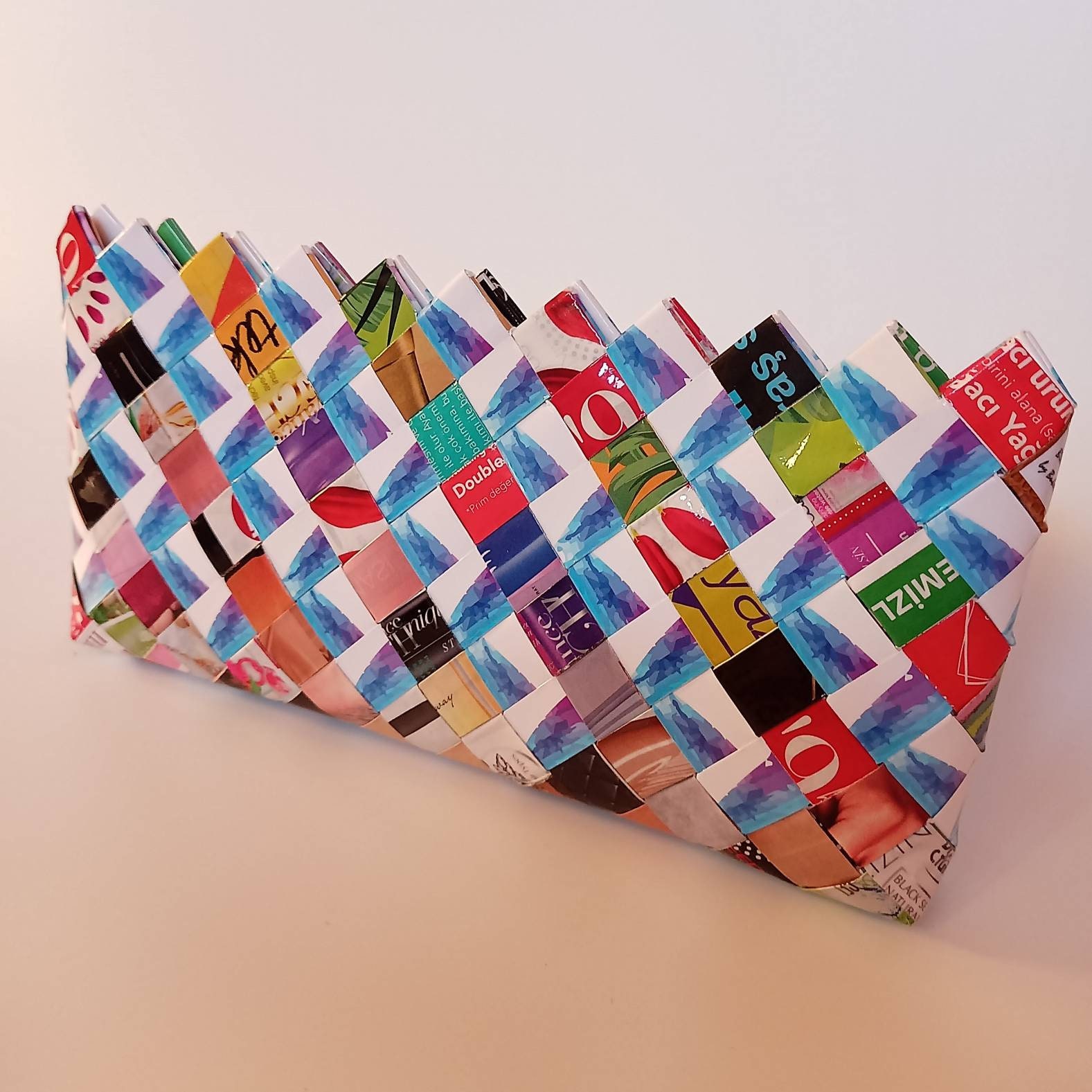 Handmade Magazine Paper Clutch Bag: Unique Woven Design - Etsy