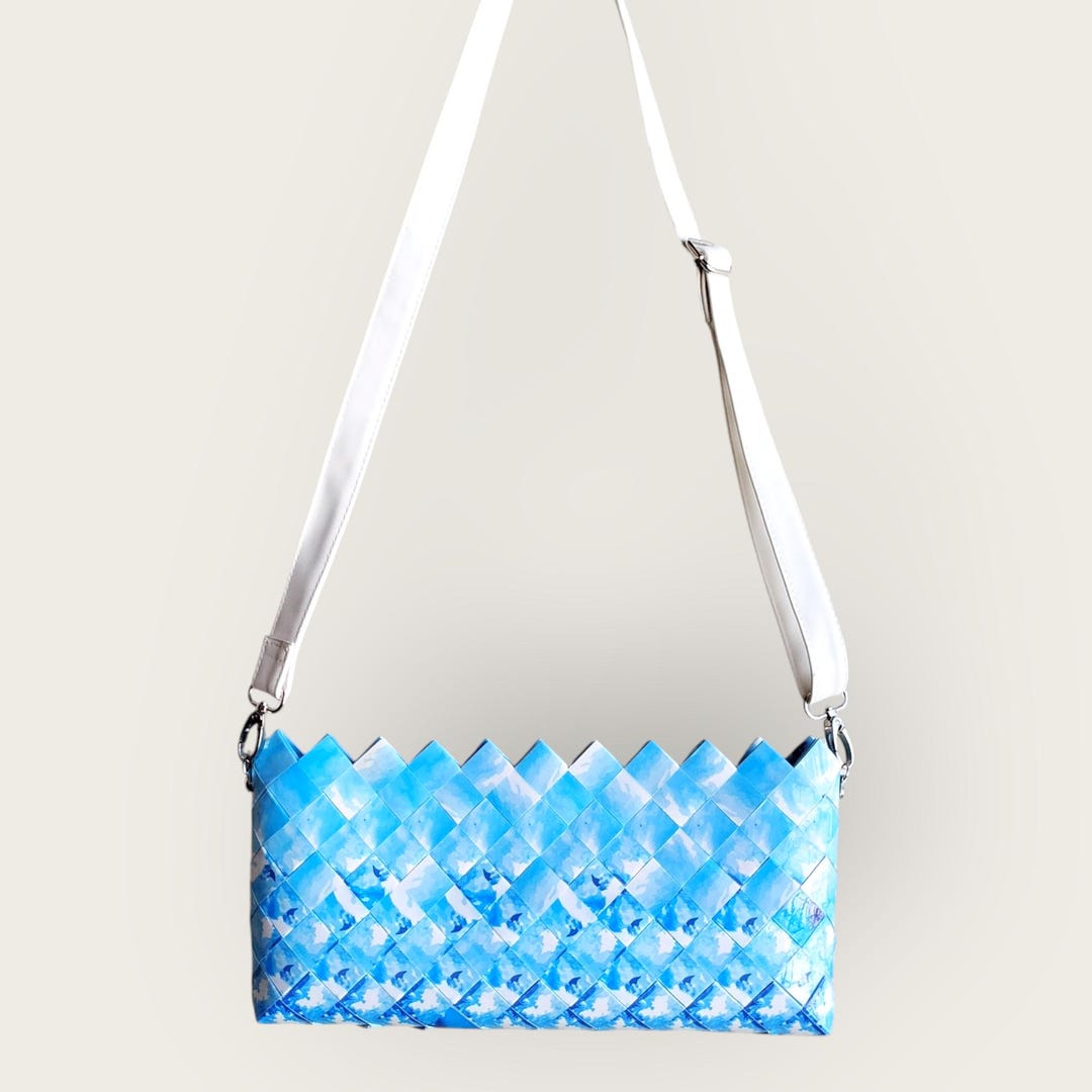 Handmade Baby Blue Clutch: Marbled Paper Folding Technique - Etsy