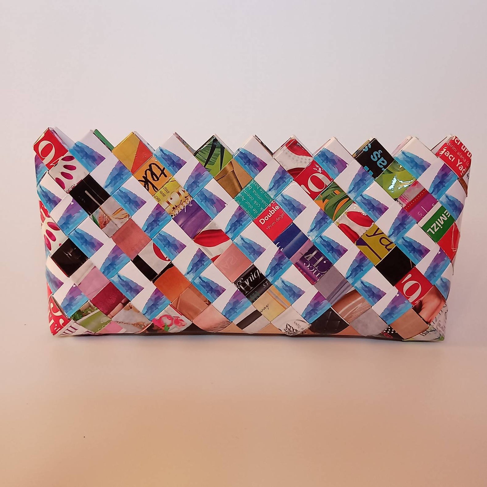 Handmade Magazine Paper Clutch Bag: Unique Woven Design - Etsy