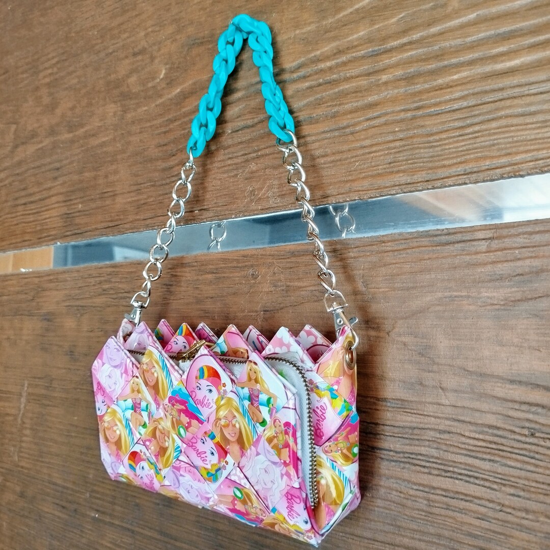 Barbie Patterned Wallet Bag: Stylish Recycled Design, Dual Zippers ...