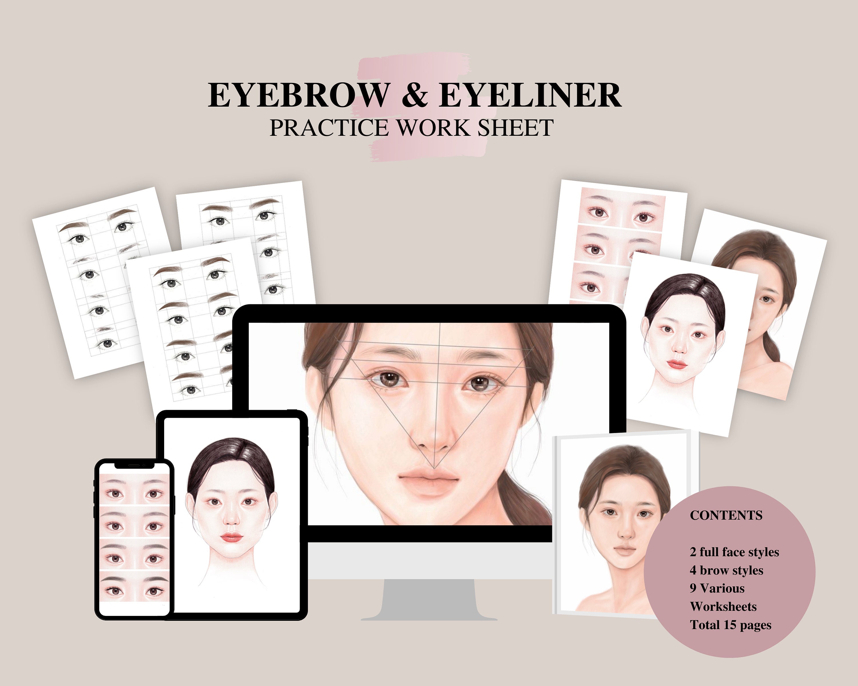 Bundle Of Brow Practice Sheet Eyeliner Practice Sheet Etsy