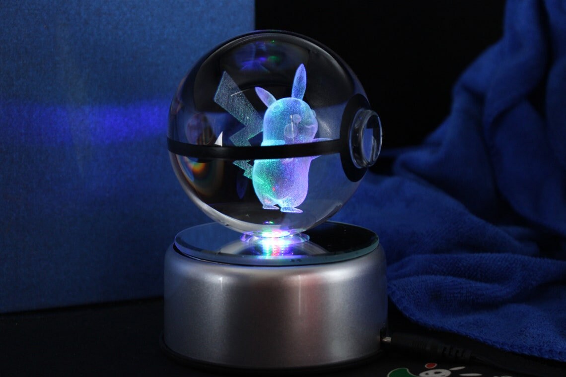 Pokemon 80MM Crystal Engrave Gifts for Him Pikachu Gengar Charmander ...