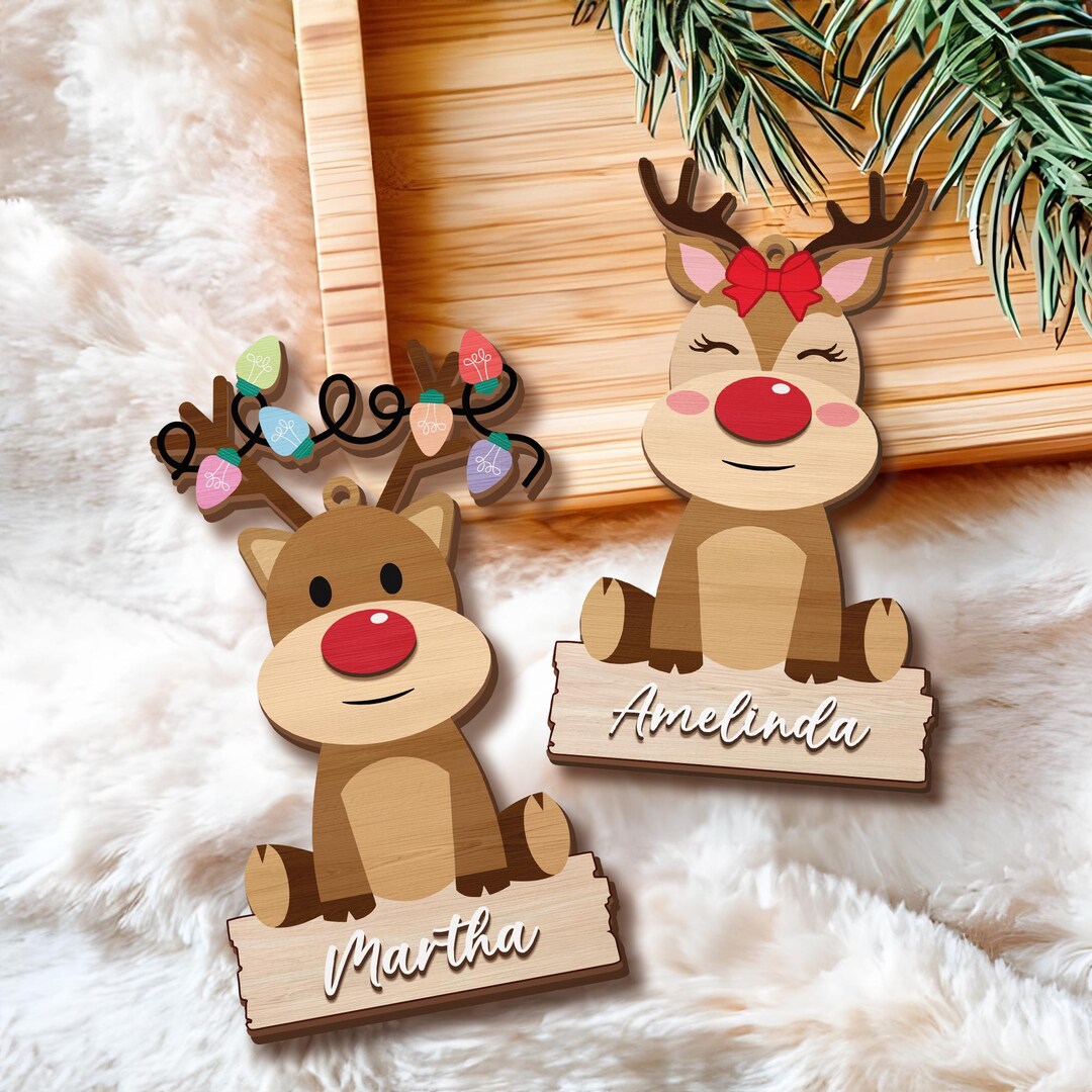 Personalized Reindeer Ornament Gifts, Custom Name Christmas Stocking ...