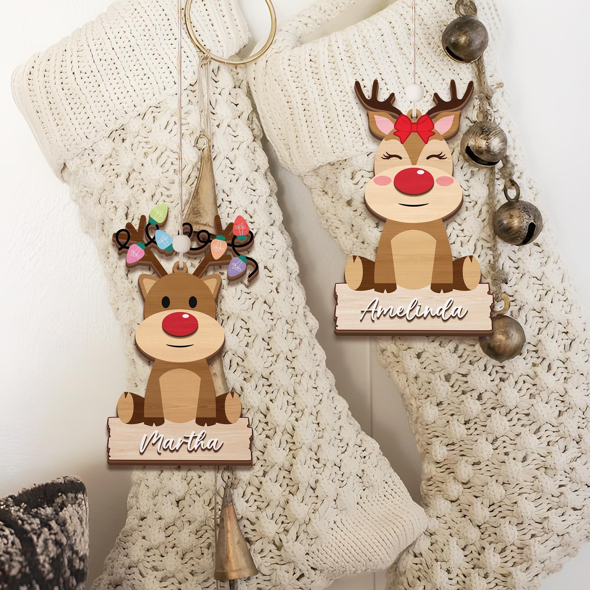 Personalized Reindeer Ornament Gifts, Custom Name Christmas Stocking ...