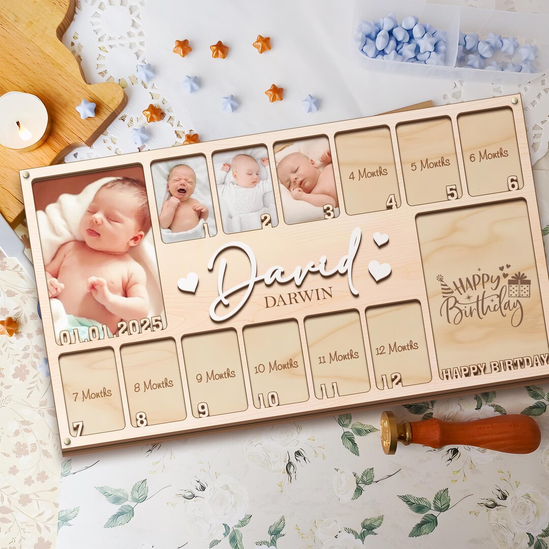 Baby First Year Picture Frame, Personalized Baby Photo Frame, Photo ...