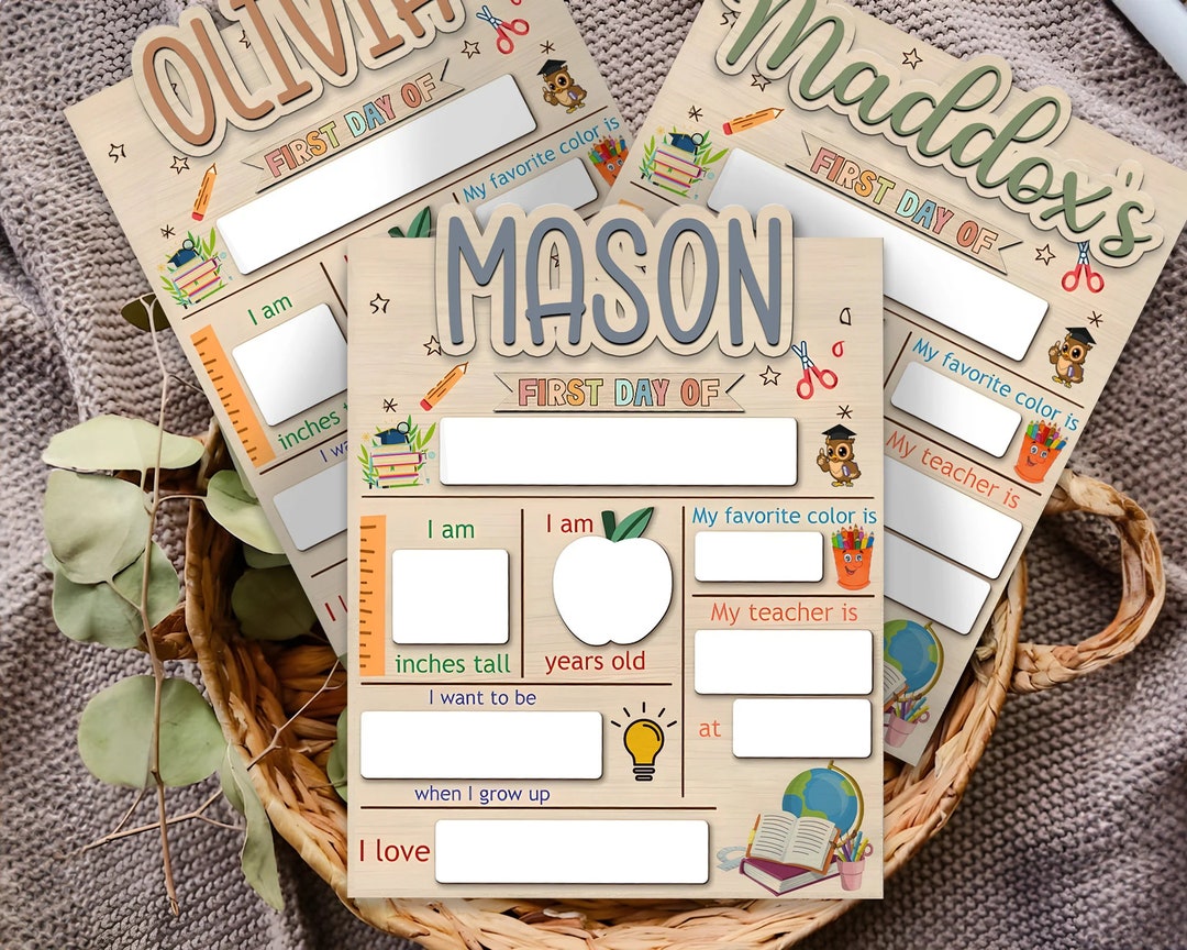 First and Last Day of School Interchangeable Wood Sign Personalized ...