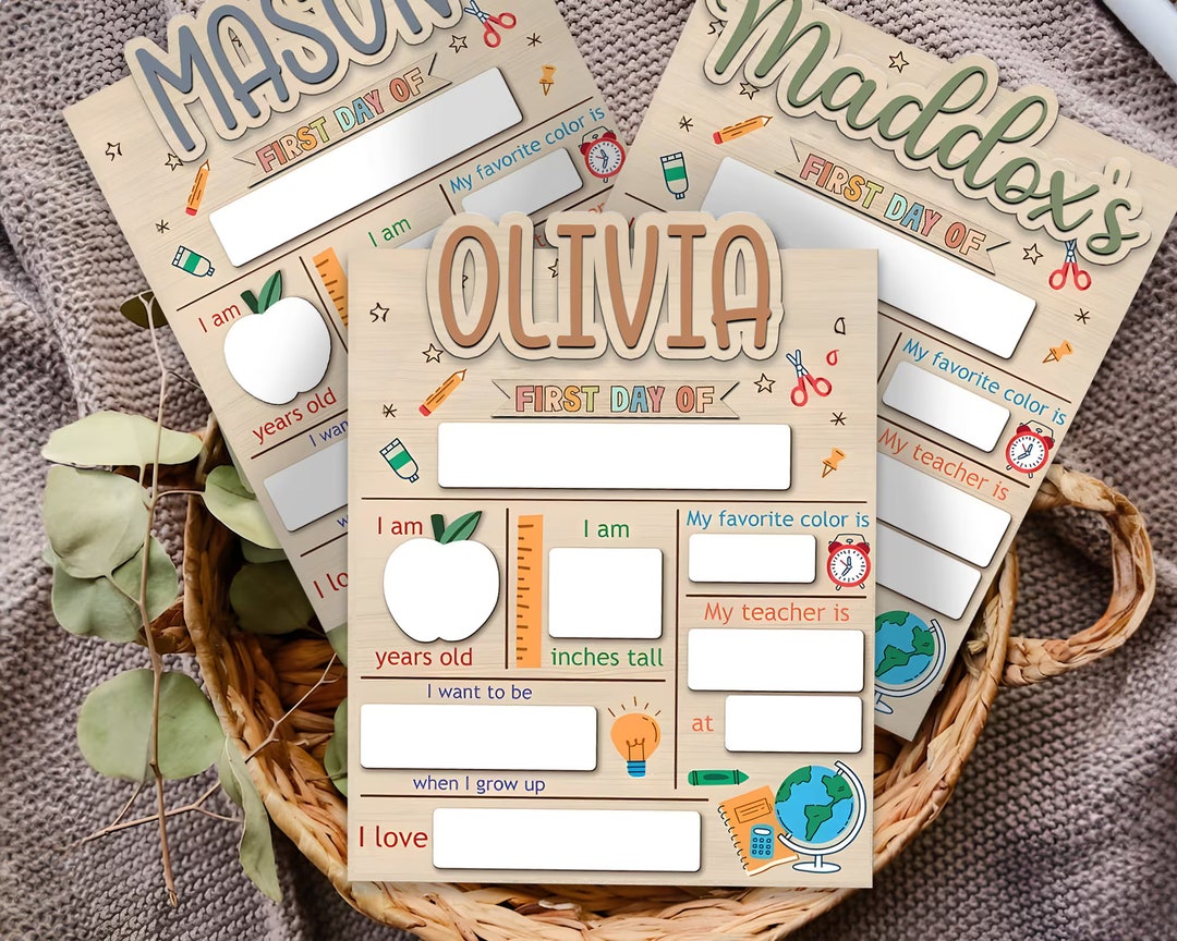 First and Last Day of School Interchangeable Wood Sign Personalized ...