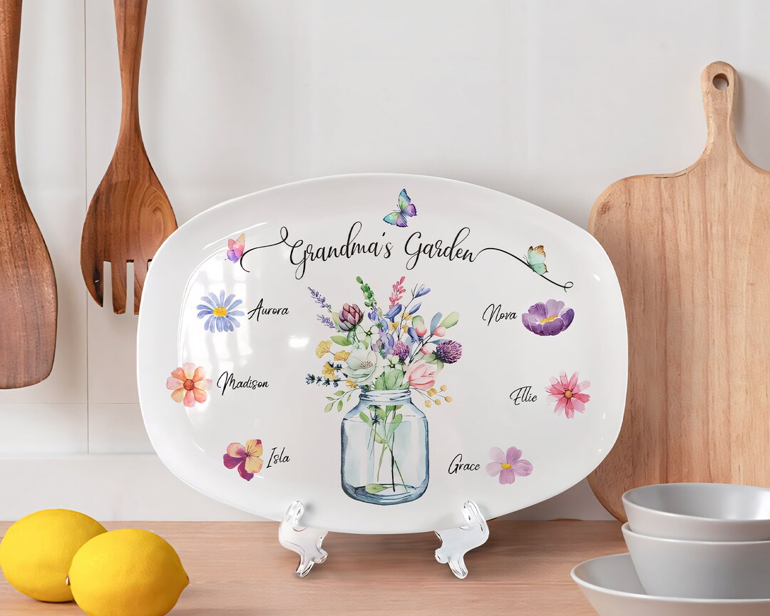 Custom Grandma's Garden Plate With Grandkids Names, Family Name ...