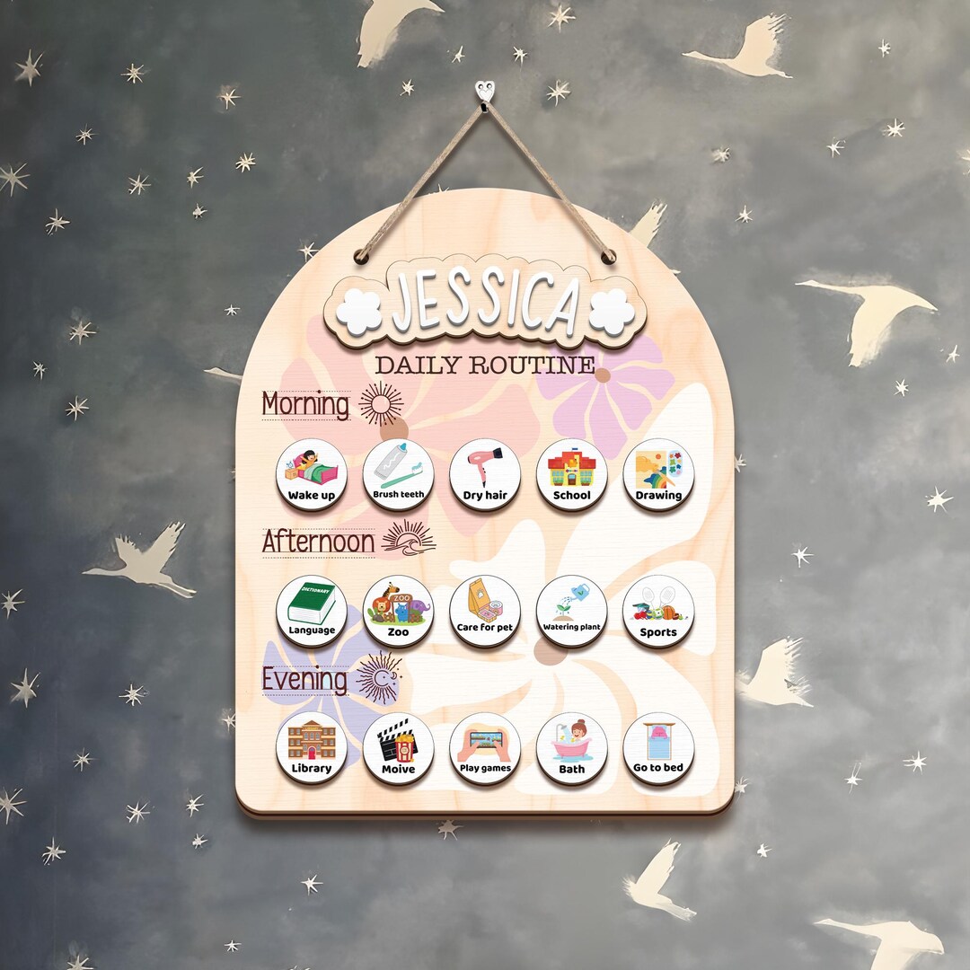 Cuadro de rutina diaria de madera personalizado, cronograma visual ...