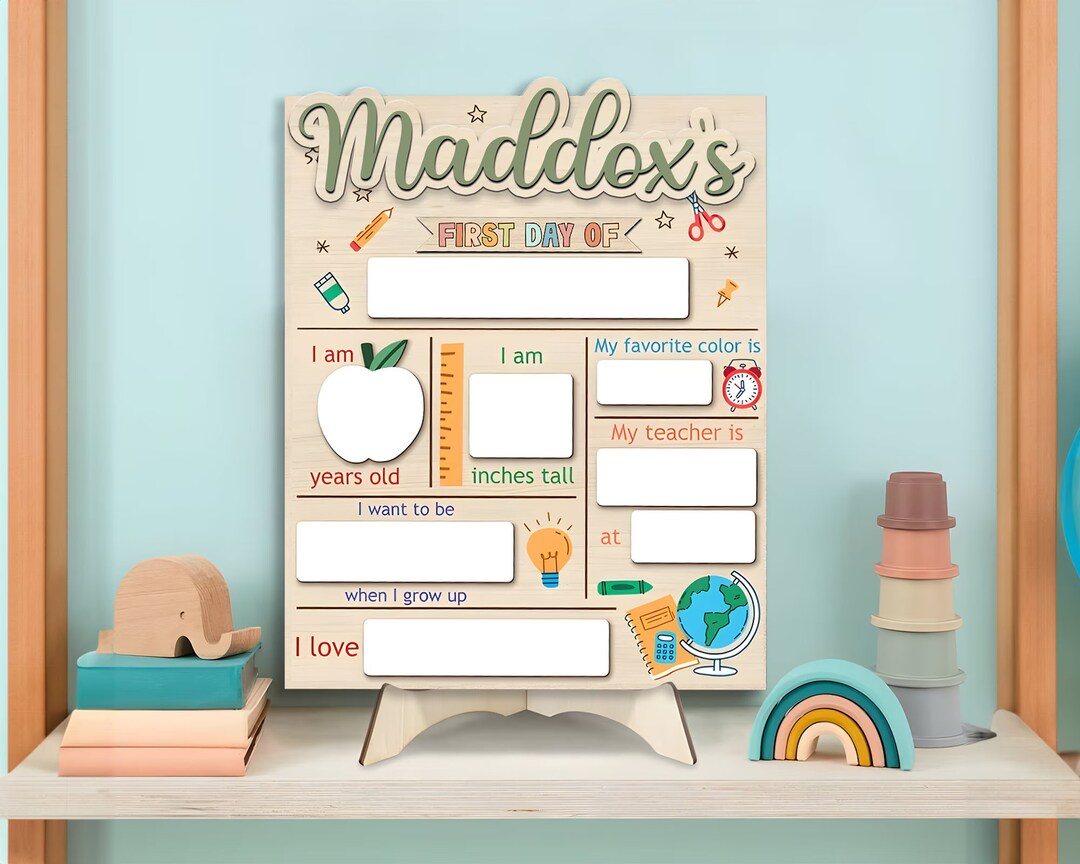 First and Last Day of School Interchangeable Wood Sign Personalized ...