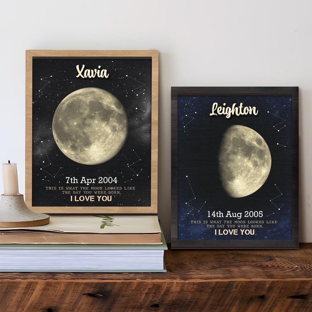 Personalized Moon Phase Frame, Mother’s/father's Day Gift, Custom Moon ...