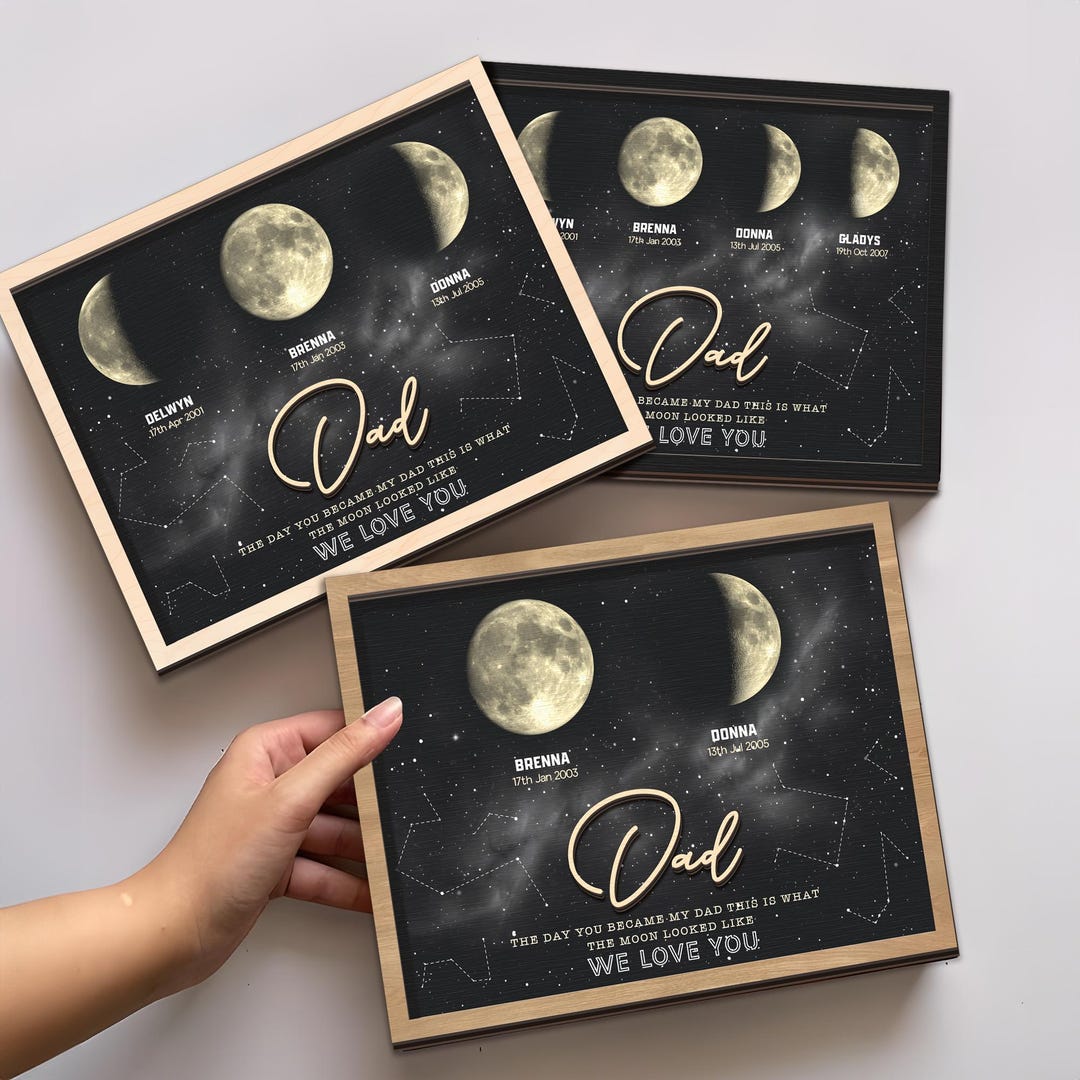Personalized Moons Phase Frame With Kids Names, Custom Moons Phase ...